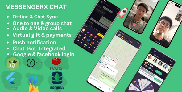 MessengerX Flutter X Node Js Chat Mobile Application With Web Nulled