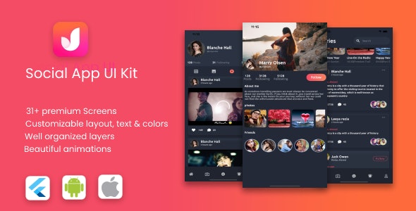 Social App Android App Template + iOS App Template | Flutter | Social ...